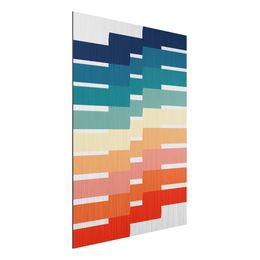 Bilderwelten Alu Dibond Outdoor Bild bunt Abstrakt wetterfest - Moderne Regenbogen Geometrie - Deko Wohnzimmer Schlafzimmer