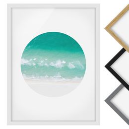 Bilderwelten Bild mit Rahmen Strand t&uuml;rkis Motiv inkl. Rahmung - Das Meer im Kreis - Landschaft Wohnzimmer Schlafzimmer