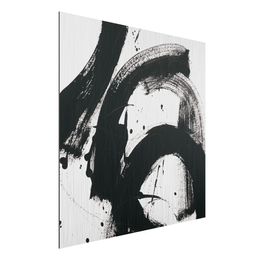 Alu Dibond Outdoor Bild - Onyx in Bewegung - originell schwarz weiss Abstrakt wetterfest Deko Wohnzimmer Schlafzimmer