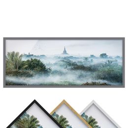 Bilderwelten Bild mit Rahmen Morgennebel &uuml;ber dem Dschungel von Bagan