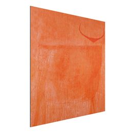 Bilderwelten Alu Dibond Outdoor Bild originell orange Abstrakt wetterfest - Oranger Stier - Deko Wohnzimmer Schlafzimmer