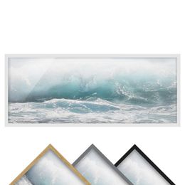 Bilderwelten Bild mit Rahmen Strand blau Motiv inkl. Rahmung - Gro&szlig;e Welle Hawaii - Meerblick Wohnzimmer Schlafzimmer