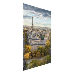 Bilderwelten Alu Dibond Outdoor Bild Natur beige Motiv wetterfest - Nice day in Paris - Architektur Wohnzimmer Schlafzimmer