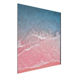 Alu Dibond Outdoor Bild - Ozean in Pink - Strand pink Motiv wetterfest Landschaft Wohnzimmer Schlafzimmer