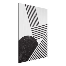 Bilderwelten Alu Dibond Outdoor Bild originell schwarz weiss Abstrakt wetterfest - Orthograph - Deko Wohnzimmer Schlafzimmer