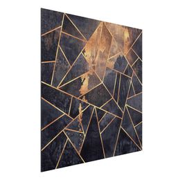Alu Dibond Outdoor Bild - Onyx mit Gold - originell schwarz Abstrakt Steinoptik Beton Wohnzimmer Schlafzimmer