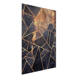 Bilderwelten Alu Dibond Outdoor Bild originell schwarz Abstrakt Steinoptik - Onyx mit Gold - Beton Wohnzimmer Schlafzimmer