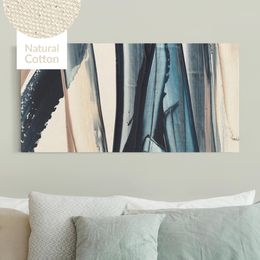Bilderwelten Leinwandbild Blau und Beige Streifen