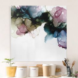 Bilderwelten Leinwandbild Blumenbogen mit Gold