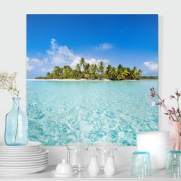 Bilderwelten Leinwandbild Strand Tropisch Kunstdruck t&uuml;rkis - Crystal Clear Water - Karibik XXL Wohnzimmer Schlafzimmer