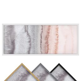 Bilderwelten Bild mit Rahmen grau Illustration Aquarell - Spiel der Farben Meeresrauschen im Nebel - Deko Wohnzimmer Schlafzimmer