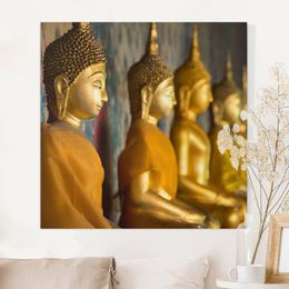 Bilderwelten Leinwandbild Goldene Buddha Statuen