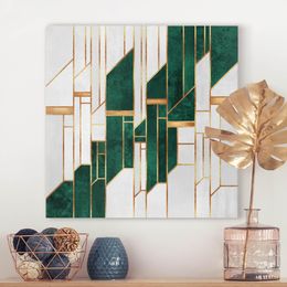 Bilderwelten Leinwandbild Emerald und Gold Geometrie