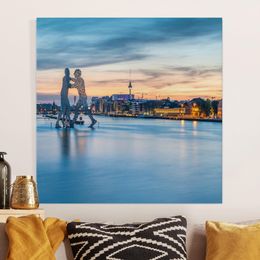 Bilderwelten Leinwandbild Berlin Skyline mit Molecule Man