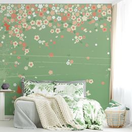 Bilderwelten Tapete - Fototapete Blumen - No.EK236 Spring Background - Bl&uuml;mchen - Blumentapete Wandtapete Schlafzimmer Wohnzimmer