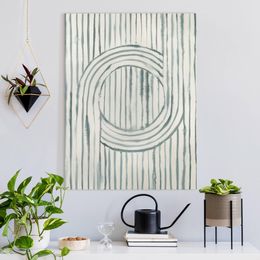 Bilderwelten Leinwandbild modern Aquarell t&uuml;rkis - Kreisende Wasserfarben - Streifen XXL Wohnzimmer Schlafzimmer