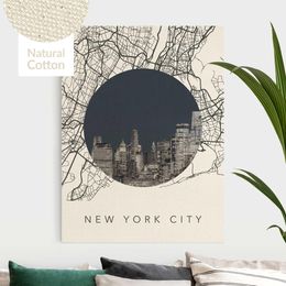 Bilderwelten Leinwandbild Stadtplan Collage New York City