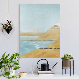 Bilderwelten Leinwandbild Reiseposter - Iceland - Erde - Wohnzimmer,Schlafzimmer Wandbilder, Bilderwand gestalten, Bilder auf Leinen, Bilderdruck