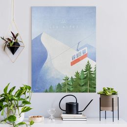 Bilderwelten Leinwandbild originell Vintage Kunstdruck bunt - Reiseposter - Les Alpes - Fahrzeuge XXL Wohnzimmer Schlafzimmer