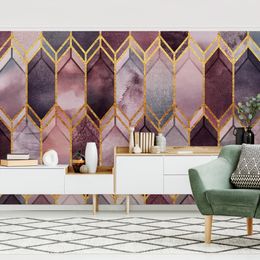 Bilderwelten Mustertapete Glasmalerei geometrisch Ros&eacute; Gold