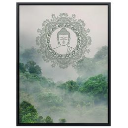 Bilderwelten Leinwandbild Buddha Mandala im Nebel
