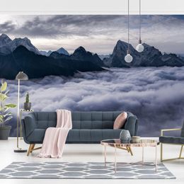 Bilderwelten Fototapete Natur Motiv Wandtapete blau - Wolkenmeer im Himalaya - Berg Wohnzimmer Schlafzimmer