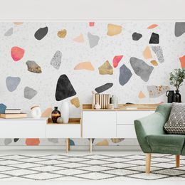 Bilderwelten Fototapete Wei&szlig;er Terrazzo mit Goldsteinchen