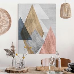 Bilderwelten Leinwandbild modern Kunstdruck bunt - Goldener Gipfel - Geometrisch XXL Wohnzimmer Schlafzimmer