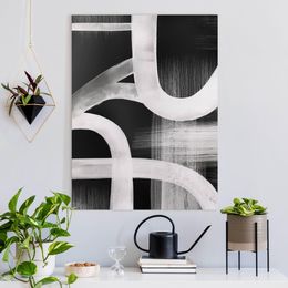 Bilderwelten Leinwandbild originell modern Aquarell schwarz weiss - Aquarellstra&szlig;en - Wandbild XXL Wohnzimmer Schlafzimmer