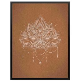 Bilderwelten Leinwandbild Boho Lotusbl&uuml;te wei&szlig; Korkoptik