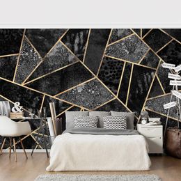 Bilderwelten Mustertapete Graue Dreiecke Gold