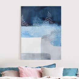 Bilderwelten Leinwandbild originell Abstrakt Kunstdruck blau - Abstrakter Wasserfall - Wandbild XXL Wohnzimmer Schlafzimmer
