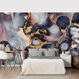 Bilderwelten Fototapete Marmor Aquarell mit Gold