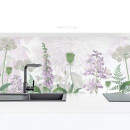 Bilderwelten K&uuml;chenr&uuml;ckwand Fingerhut in zarter Blumenwiese