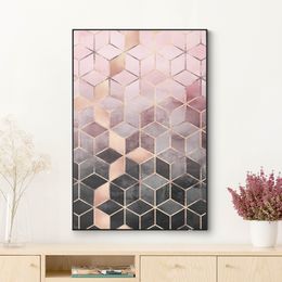 Wechselbild Rosa Grau goldene Geometrie