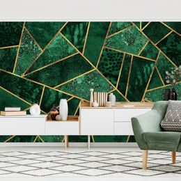 Bilderwelten Mustertapete Dunkler Smaragd mit Gold