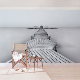 Bilderwelten Fototapete H&ouml;lzerner Pier und Schwarz-wei&szlig;