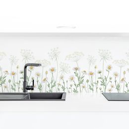 Bilderwelten K&uuml;chenr&uuml;ckwand Schafgarbe und G&auml;nsebl&uuml;mchen