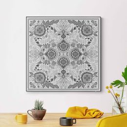 Wechselbild Detailliertes Boho Muster in Grau