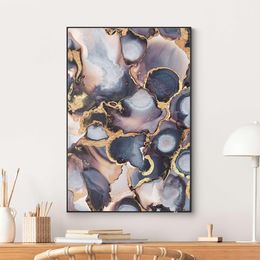 Wechselbild Marmor Aquarell mit Gold