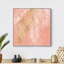 Wechselbild Palmenbl&auml;tter Rosa und Gold I