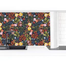 Bilderwelten K&uuml;chenr&uuml;ckwand Handgemaltes Blumenmuster Boheme