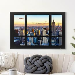 Wechselbild Fensterausblick - Sonnenaufgang New York