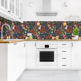 Bilderwelten K&uuml;chenr&uuml;ckwand Handgemaltes Blumenmuster Boheme