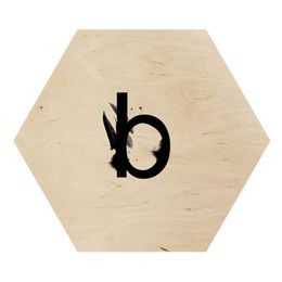 Bilderwelten Holz Wandbild schwarz weiss - Wunschbuchstabe Aquarell Schwarz - Wohnzimmer Schlafzimmer