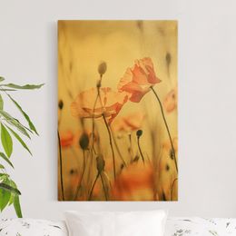 Bilderwelten Leinwandbild Mohnbl&uuml;ten im Sommerwind
