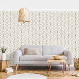 Bilderwelten Fototapete Vliestapete Vintage Wandtapete gold - Art Deco Diamant Muster in Gold XXL - Geometrisch Wohnzimmer Schlafzimmer