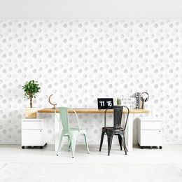 Bilderwelten Mustertapete Vliestapete Illustration Aquarell grau - Aquarell Punkte Grau - Punkte Kinderzimmer Baby M&auml;dchen Jungen