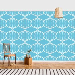 Bilderwelten Fototapete Vliestapete modern Wandtapete blau - Art Deco XXL Muster in Blau - Geometrisch Wohnzimmer Schlafzimmer