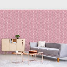 Bilderwelten Fototapete Art Deco Diamant Muster vor Rosa XXL